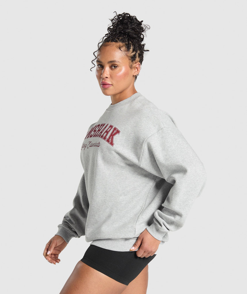 Gymshark Lifting Essentials Graphic Brushed Oversized Sweatshirt - Light Grey Core Marl | Gymshark