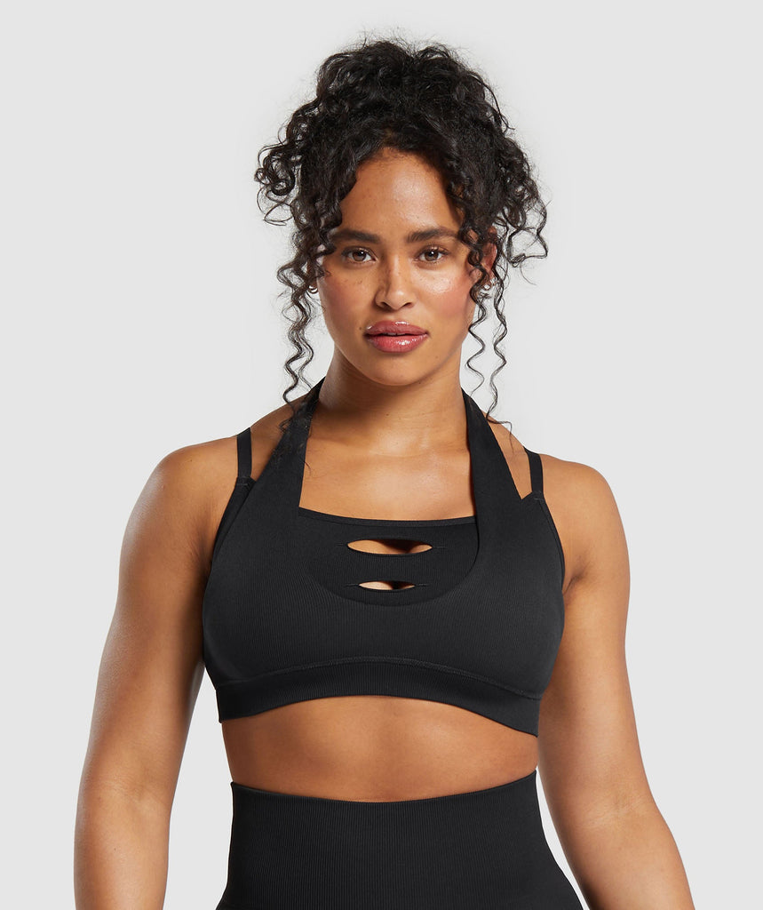 Gymshark Gains Seamless Bralette - Black | Gymshark