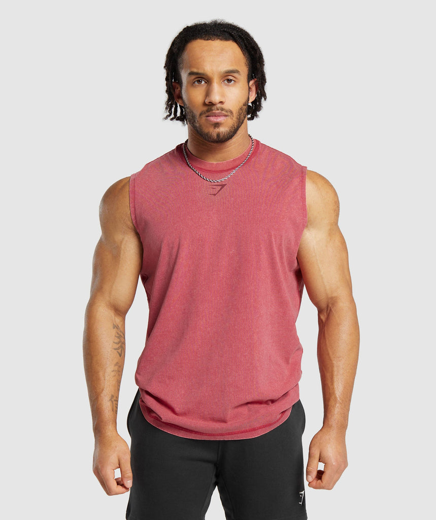 Gymshark Heritage Washed Cut Off Tank - Vintage Pink | Gymshark