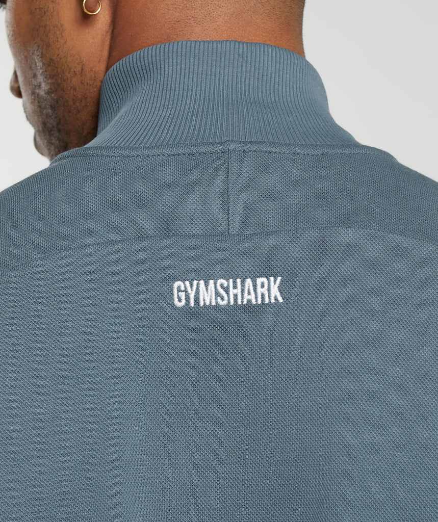 Gymshark Pique Track Jacket - Titanium Blue/Fresh Blue | Gymshark
