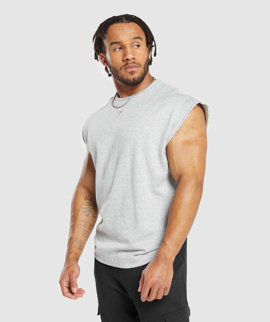Gymshark Super Natural Cut Off Tank - Light Grey Core Marl | Gymshark